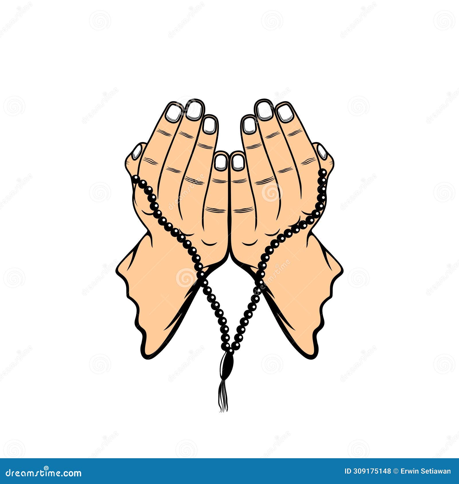 Right and Left Hand Gestures Looking Up in Prayer with Prayer Beads in ...