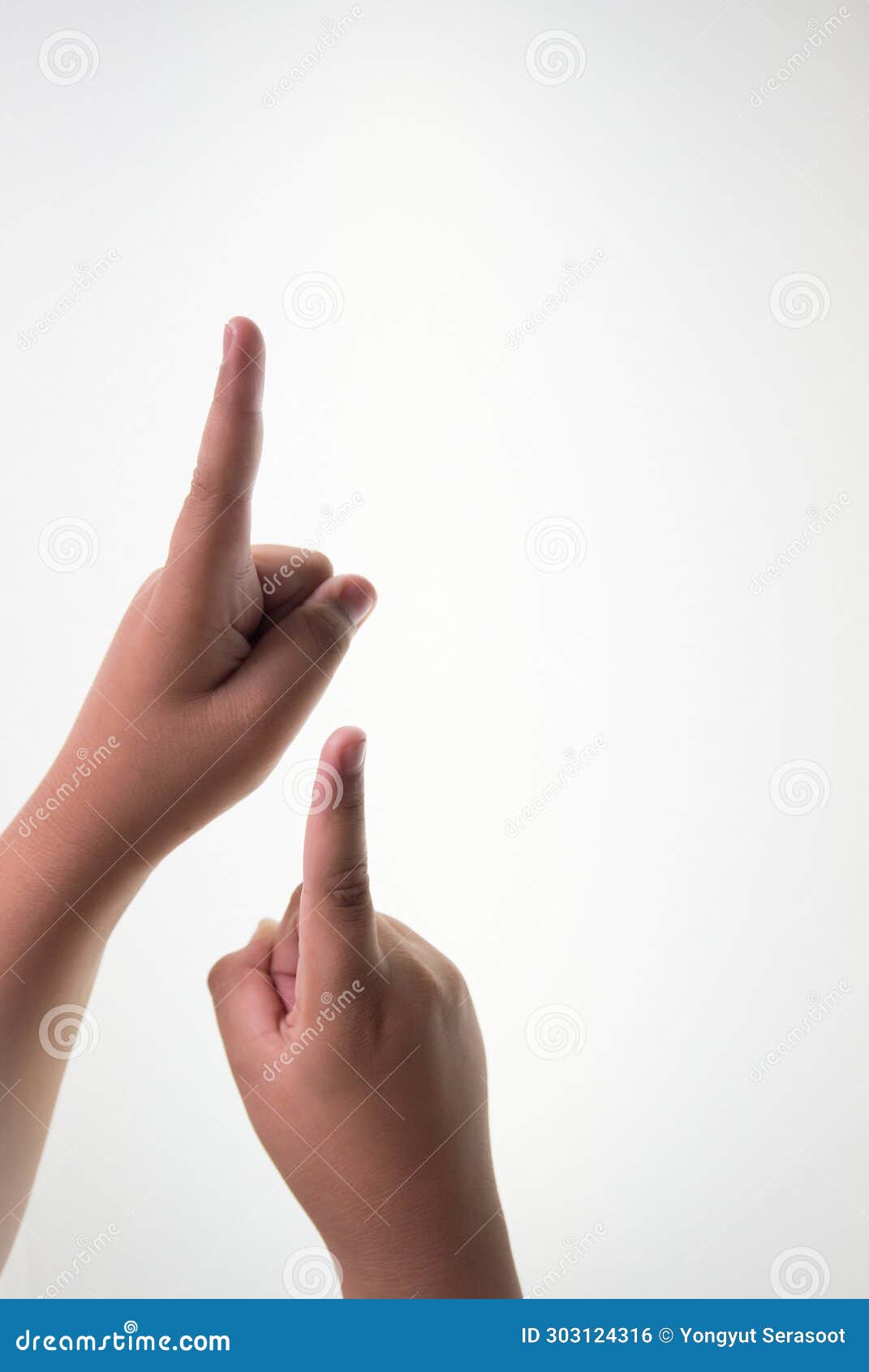 Right and Left Hands Pointingr Fingers Forward on the White Backdrop ...