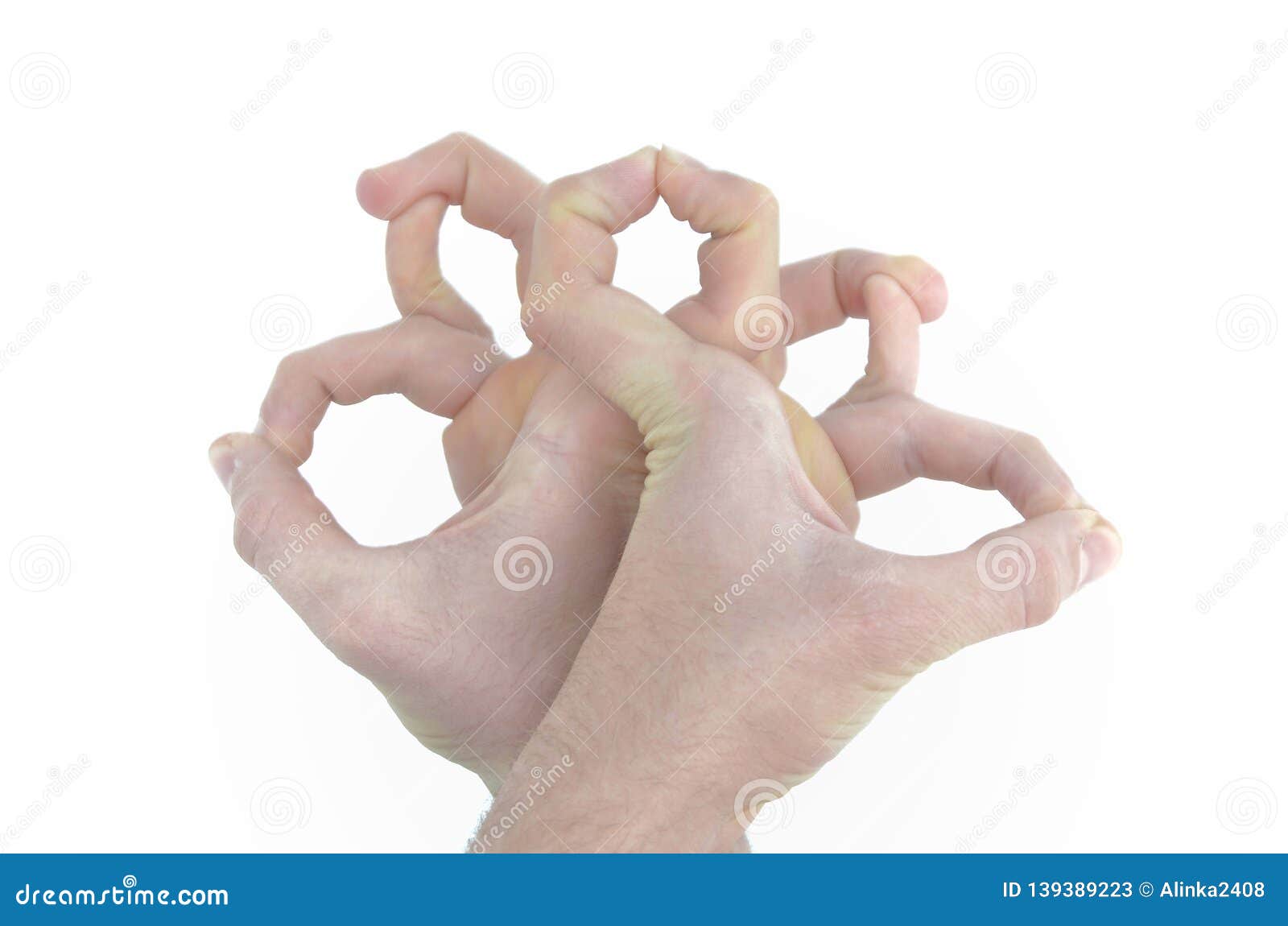 Right and Left Male Hand, the Fingers of Which Depict a Pattern on a ...