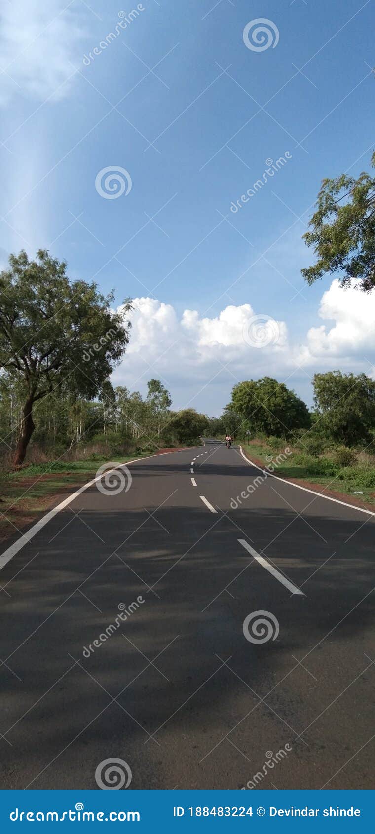 Right Left Road and Tree and Blue Sky and Cloud. Stock Photo - Image of ...