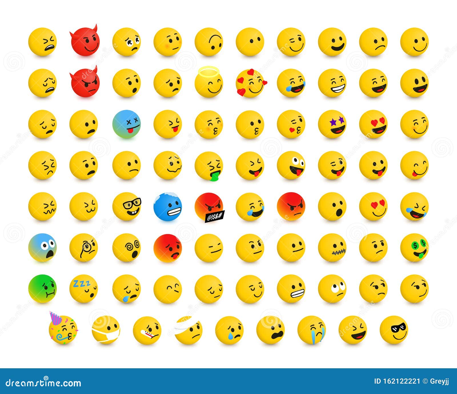 Right-Oriented Isolated Isometric Emojis, Emoticons Stock Vector ...