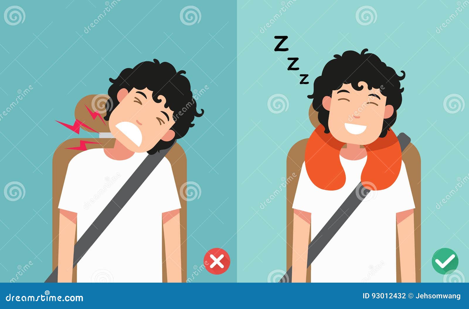 The Right Posture To Sleep while Sitting Upright Stock Vector ...
