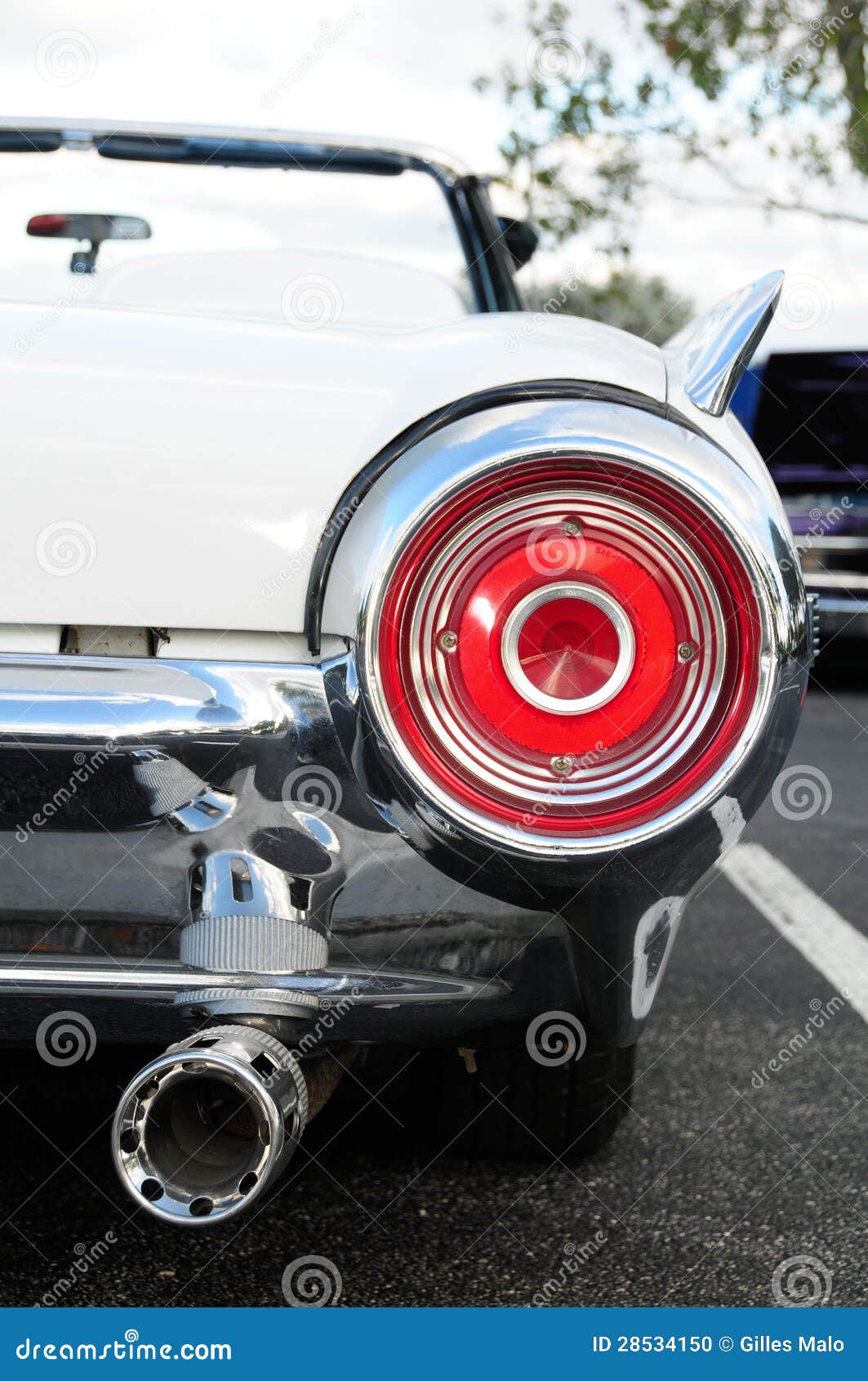 Right Rear View of White Sports Car Stock Photo - Image of outside ...