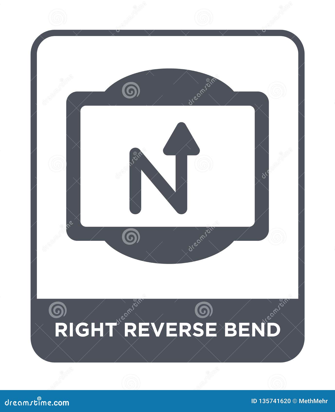 Right Reverse Bend Icon in Trendy Design Style. Right Reverse Bend Icon Isolated on White ...