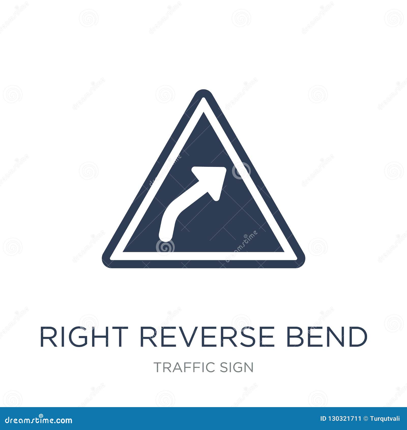 Right Reverse Bend Sign Icon. Trendy Flat Vector Right Reverse B Stock ...
