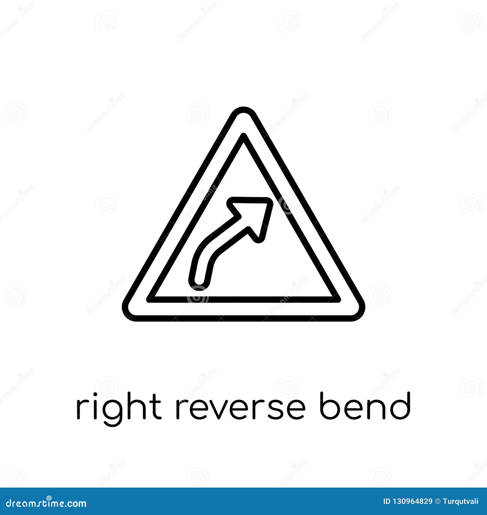 Right Reverse Bend Sign Icon. Trendy Modern Flat Linear Vector R Stock ...