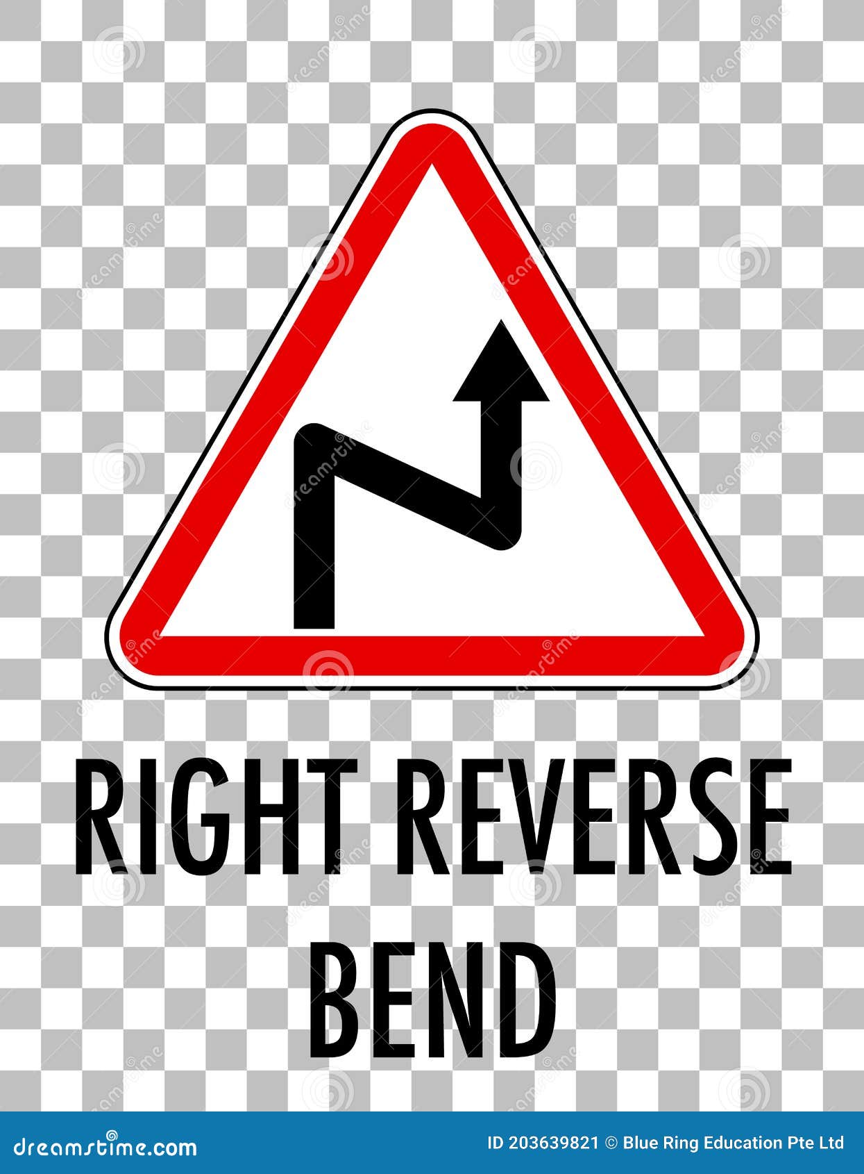 Right Reverse Bend Sign Isolated on Transparent Background Stock Vector ...