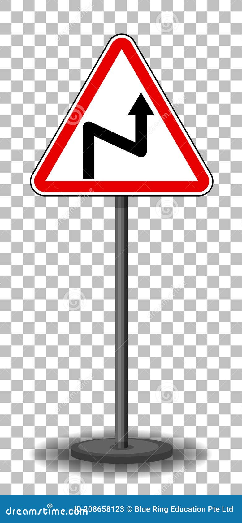 Right Reverse Bend Sign with Stand Isolated on Transparent Background ...