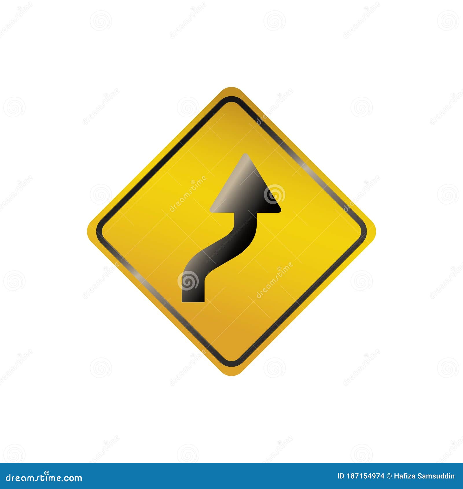 Right Reverse Curve Sign. Vector Illustration Decorative Design Stock ...