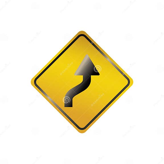 Right Reverse Curve Sign. Vector Illustration Decorative Design Stock ...