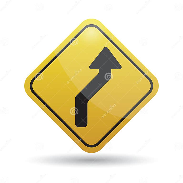 Right Reverse Curve Warning Sign. Vector Illustration Decorative Design ...
