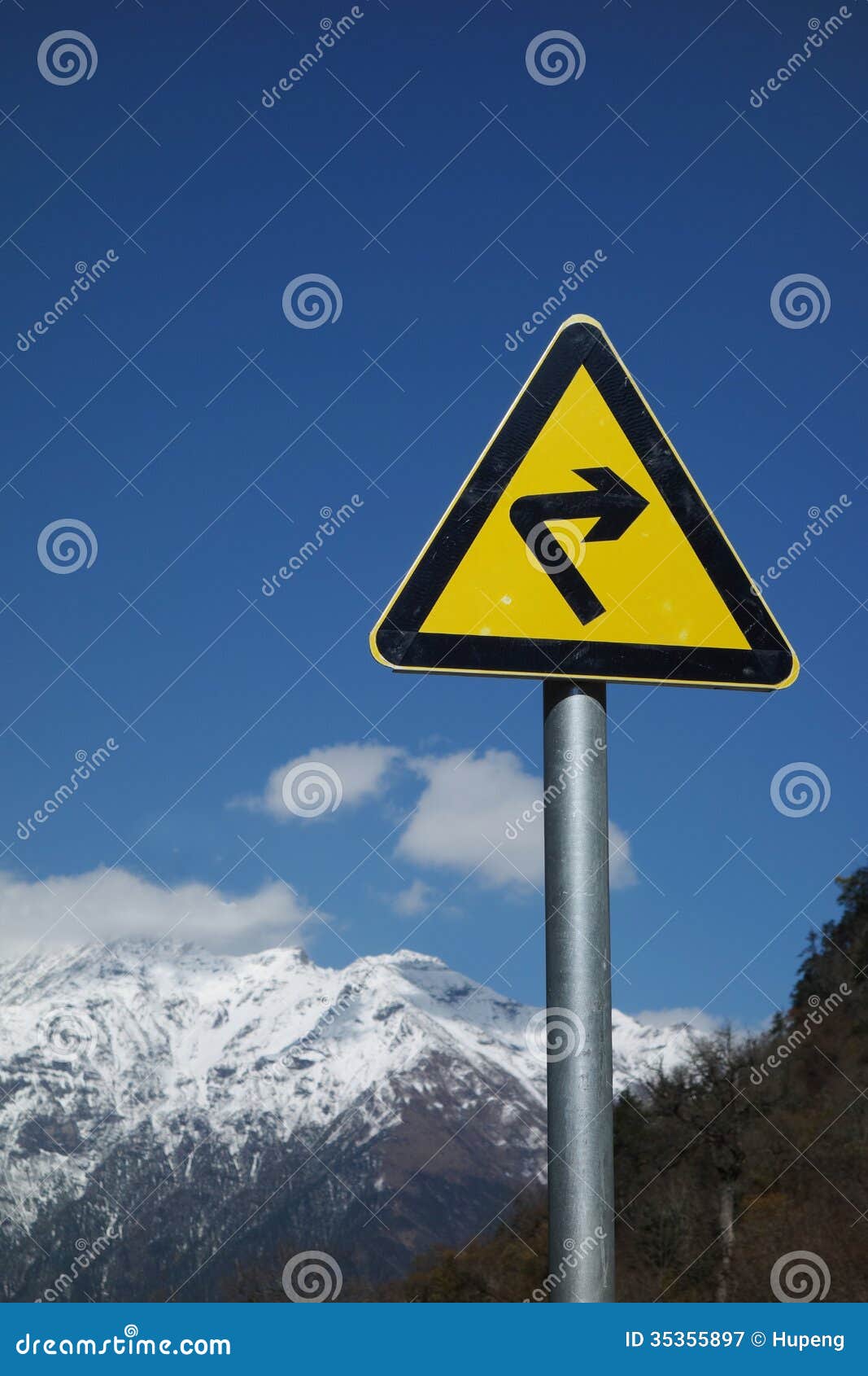 Right sharp turn road sign stock image. Image of current - 35355897