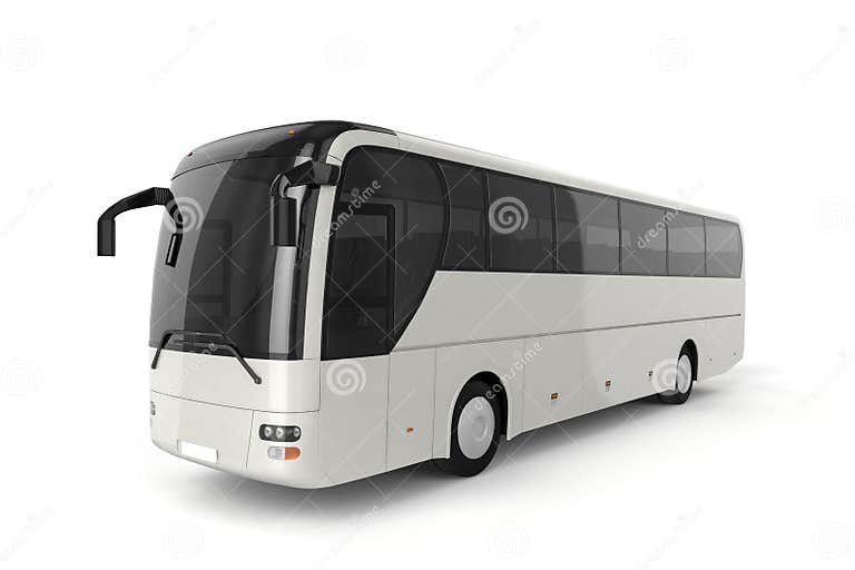 Right Side - Bus Mock Up on White Background, 3D Illustration Stock ...