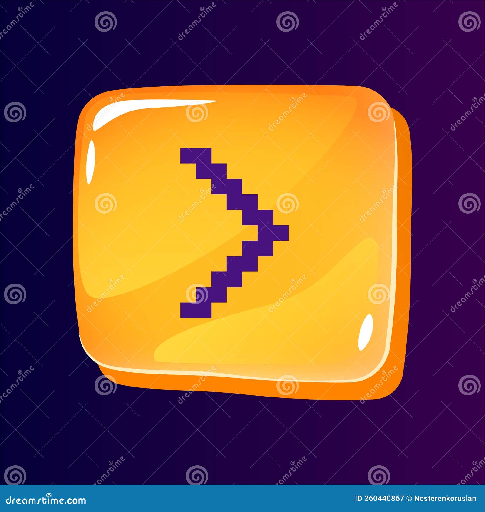 Right Side Pointer Glossy Ui Button with Pixelated Color Icon Stock Vector - Illustration of ...