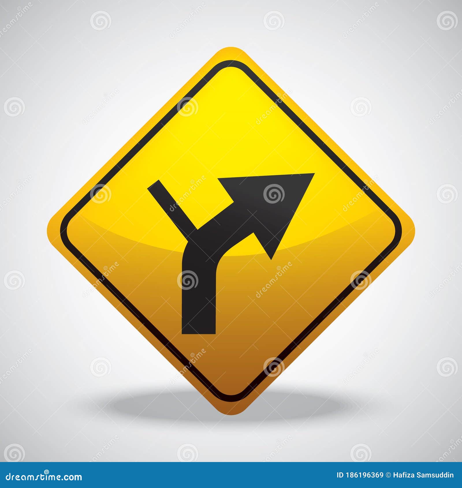 Right Side Road Junction on Curve. Vector Illustration Decorative ...