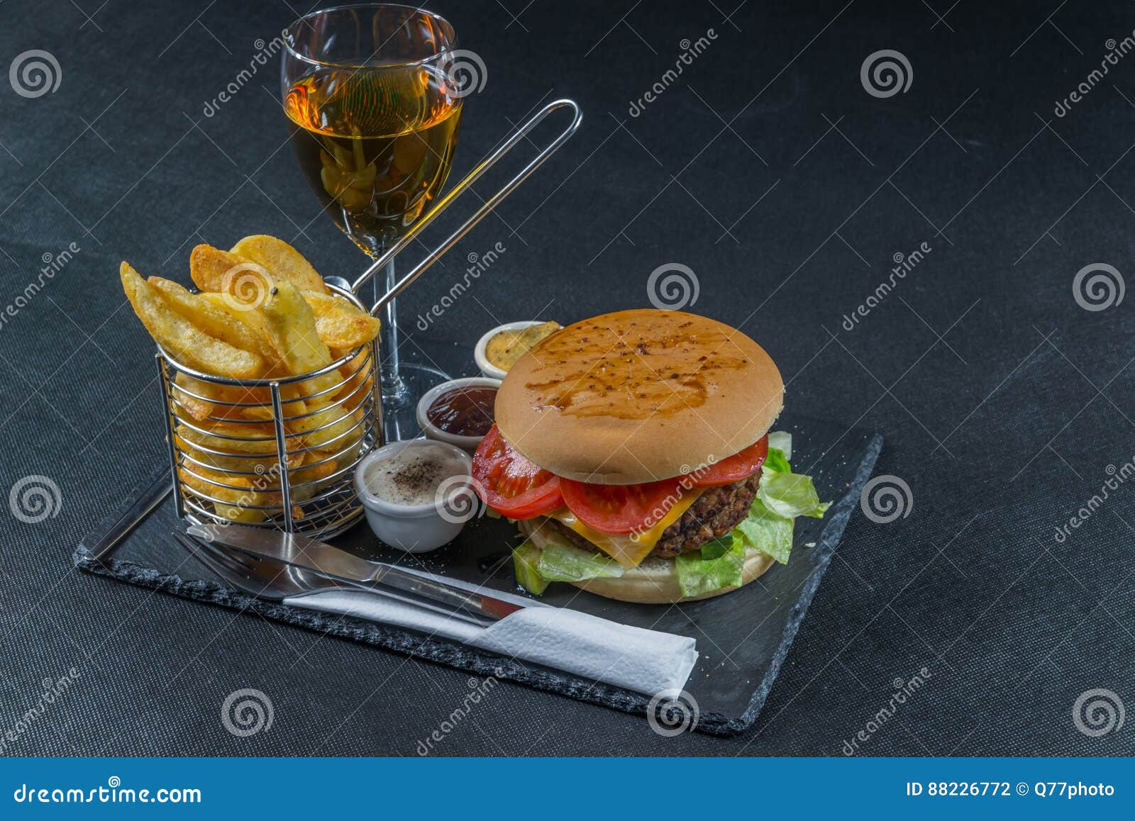 Right Side View on a Flame Grilled Double Stack Cheeseburger, Le Stock ...