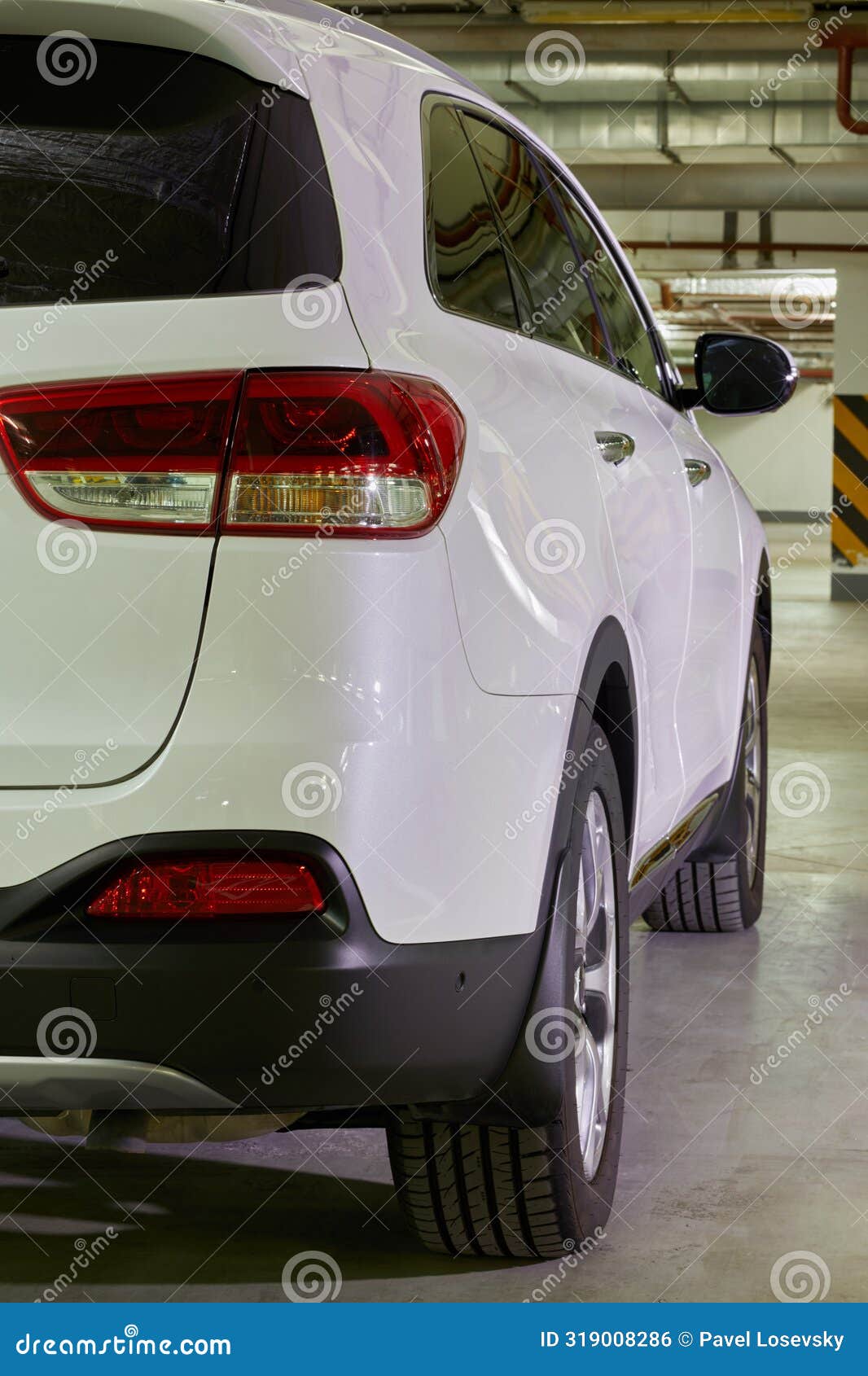 Right Side of White Car at Underground Parking, Stock Photo - Image of ...
