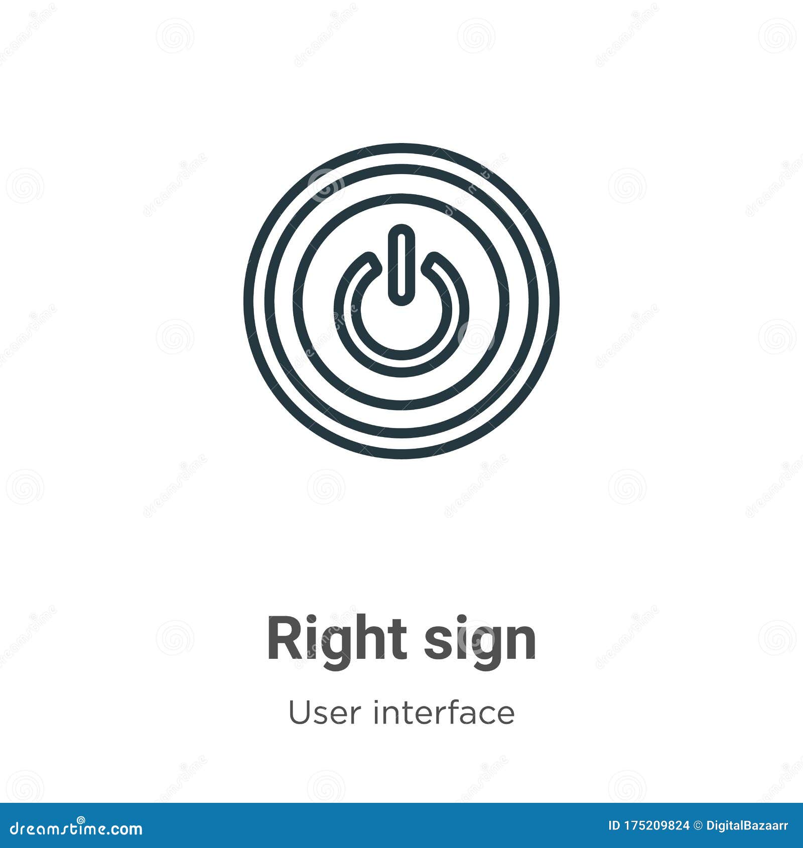 Right Sign Outline Vector Icon. Thin Line Black Right Sign Icon, Flat ...