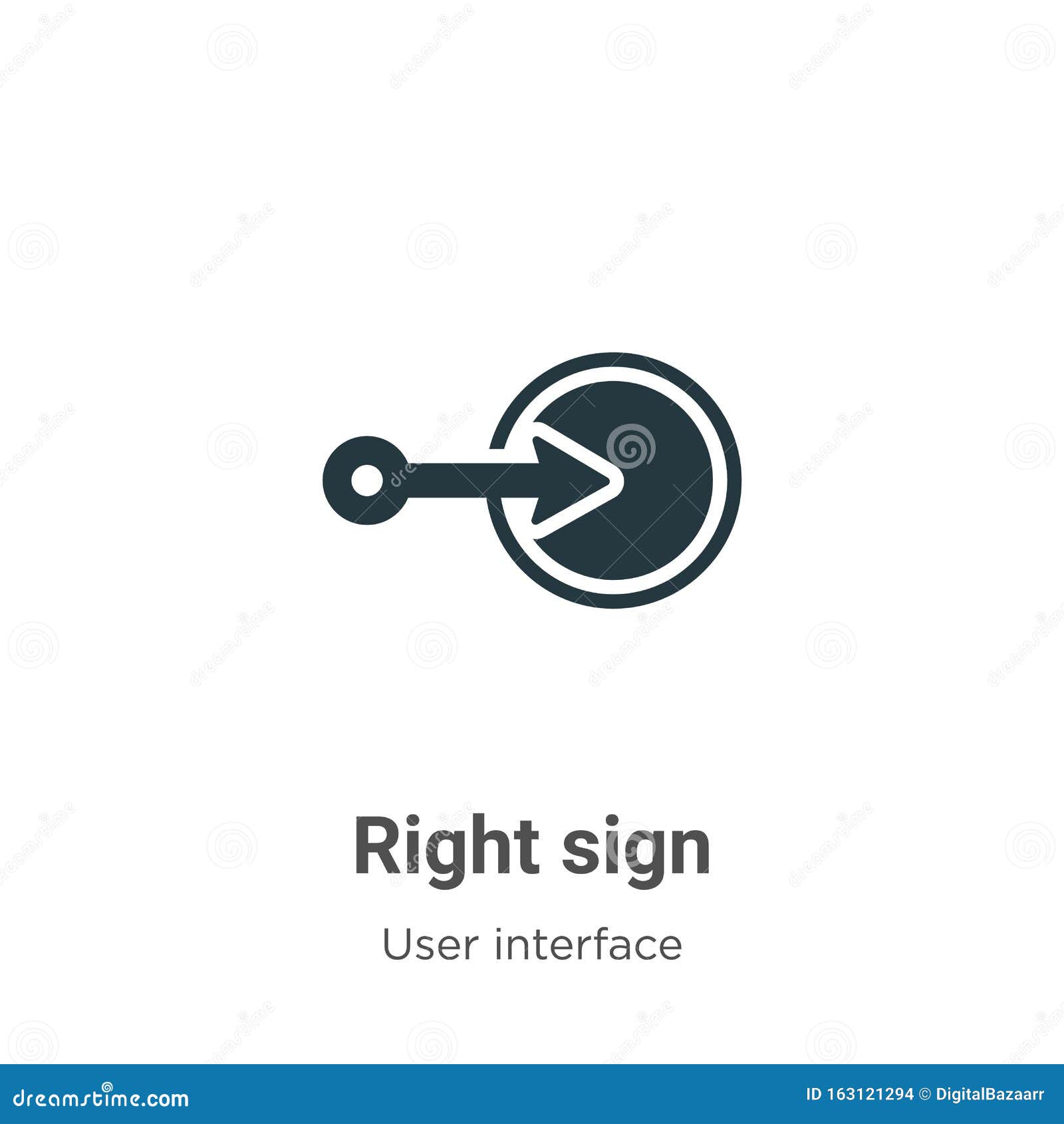 Right Sign Vector Icon on White Background. Flat Vector Right Sign Icon ...