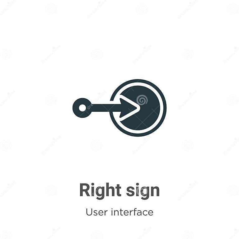 Right Sign Vector Icon on White Background. Flat Vector Right Sign Icon ...