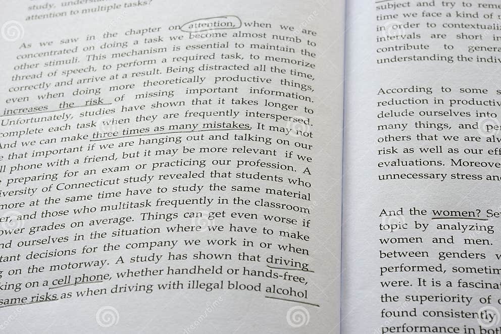 Right Technique To Use Underline Technique in a Book Stock Image ...