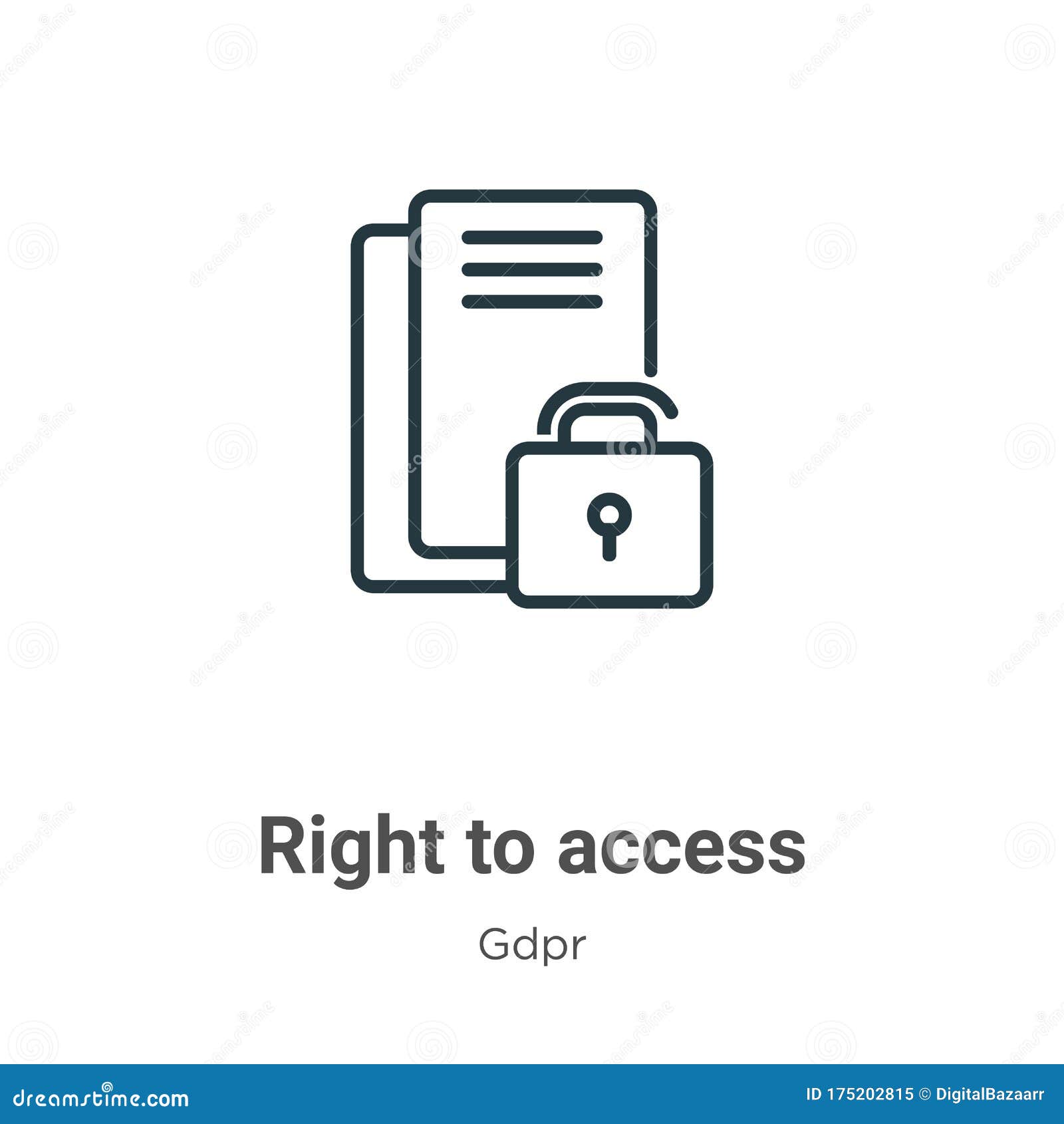 Right To Access Outline Vector Icon. Thin Line Black Right To Access ...