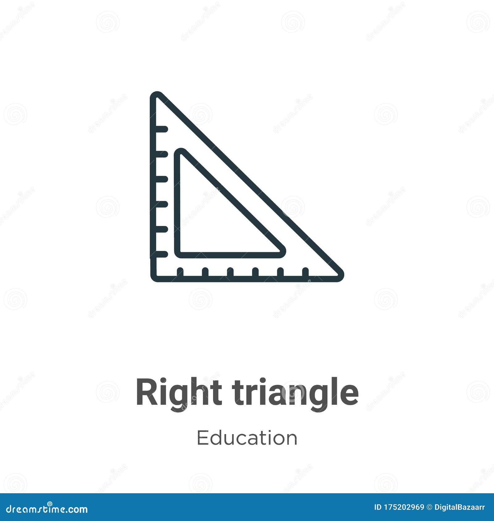 Right Triangle Outline Vector Icon. Thin Line Black Right Triangle Icon ...