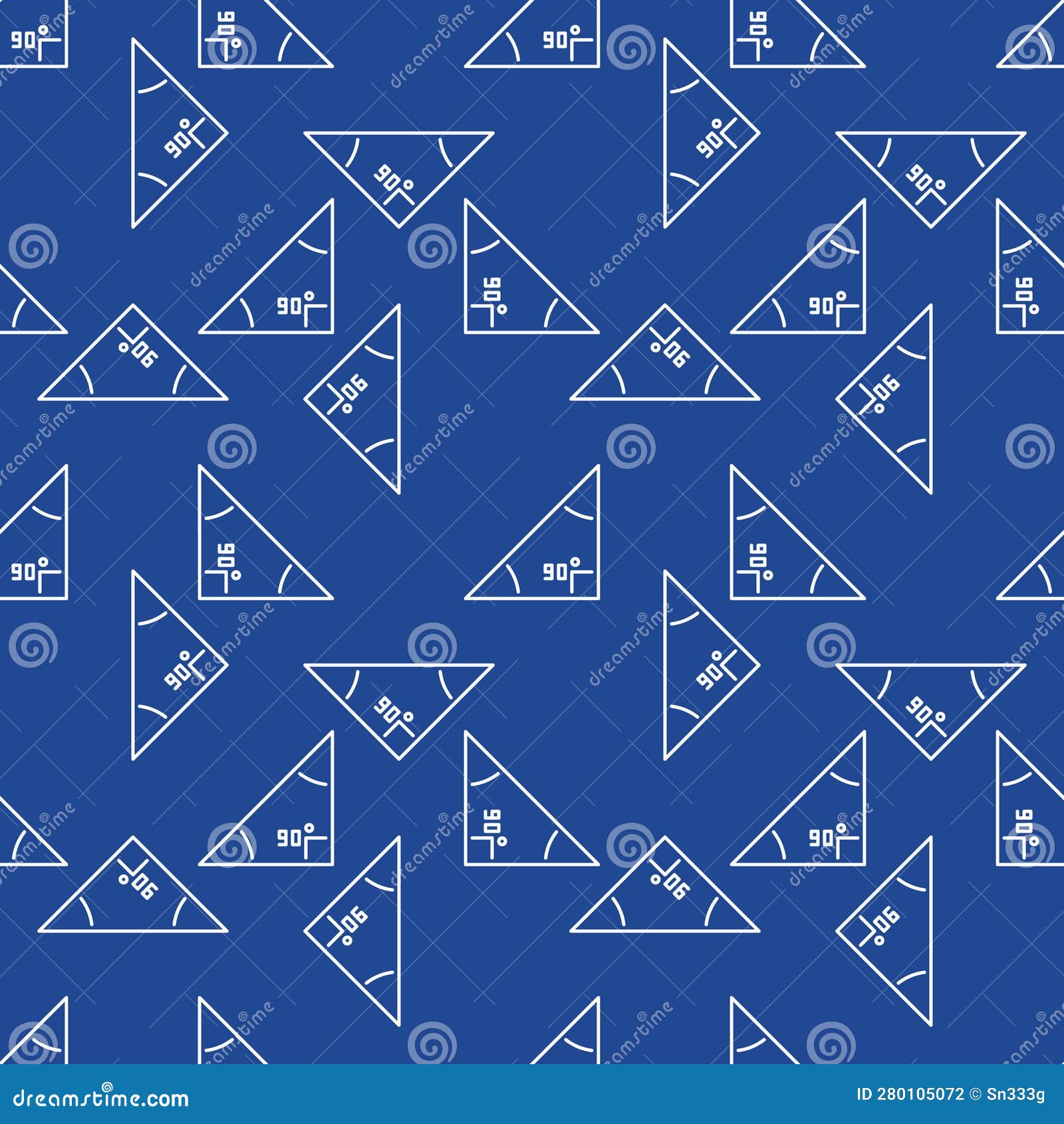 Right Triangle Vector Maths 90 Degree Angle Concept Blue Line Seamless ...