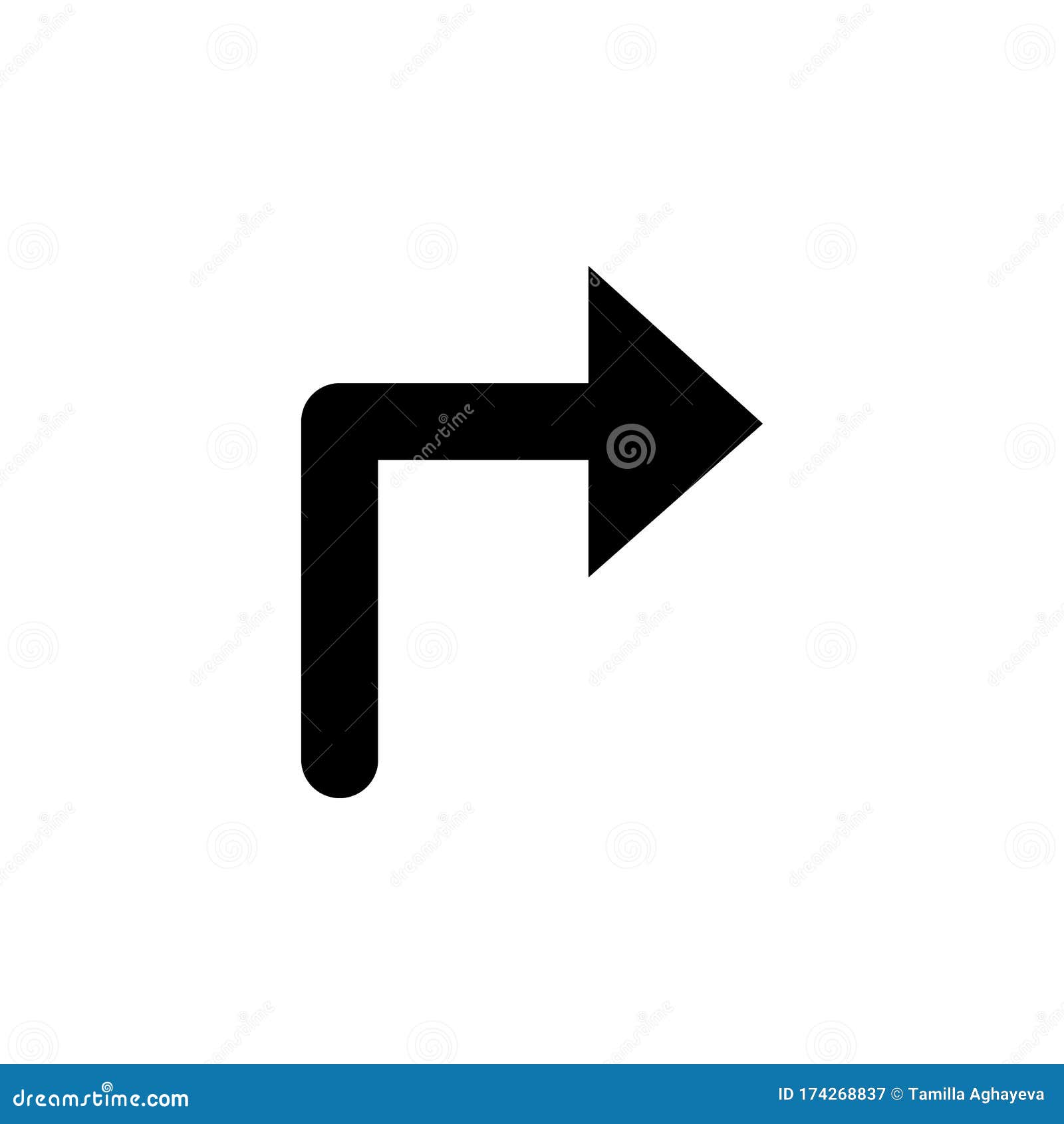 Right Turn Arrow Icon. Simple Glyph Vector for UI and UX, Website or ...