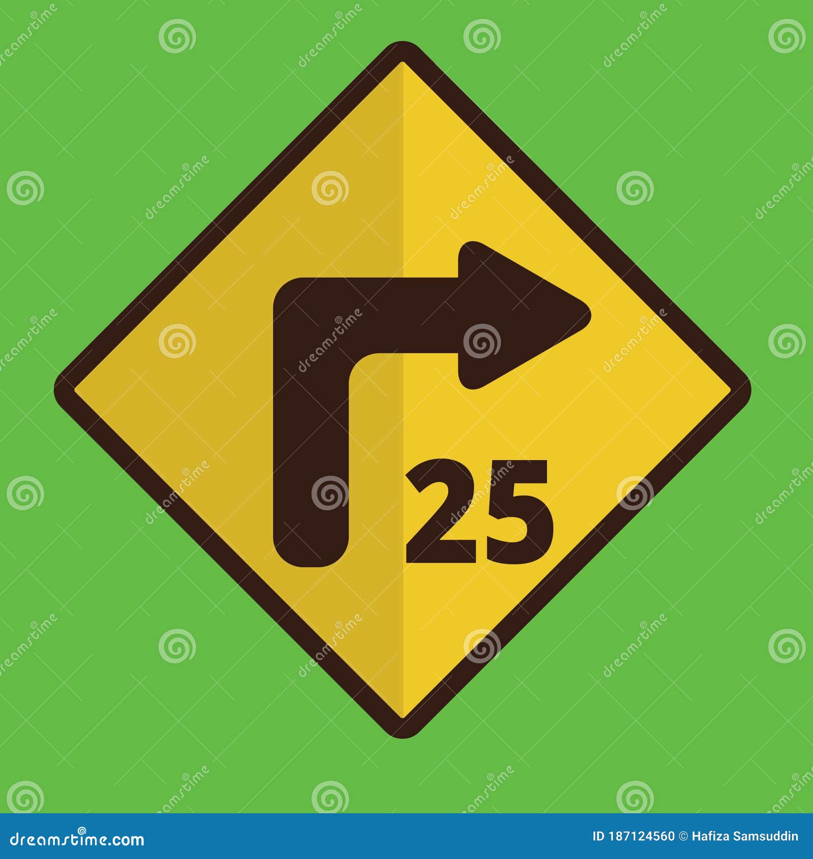 Right Turn Road Sign. Vector Illustration Decorative Design Stock ...
