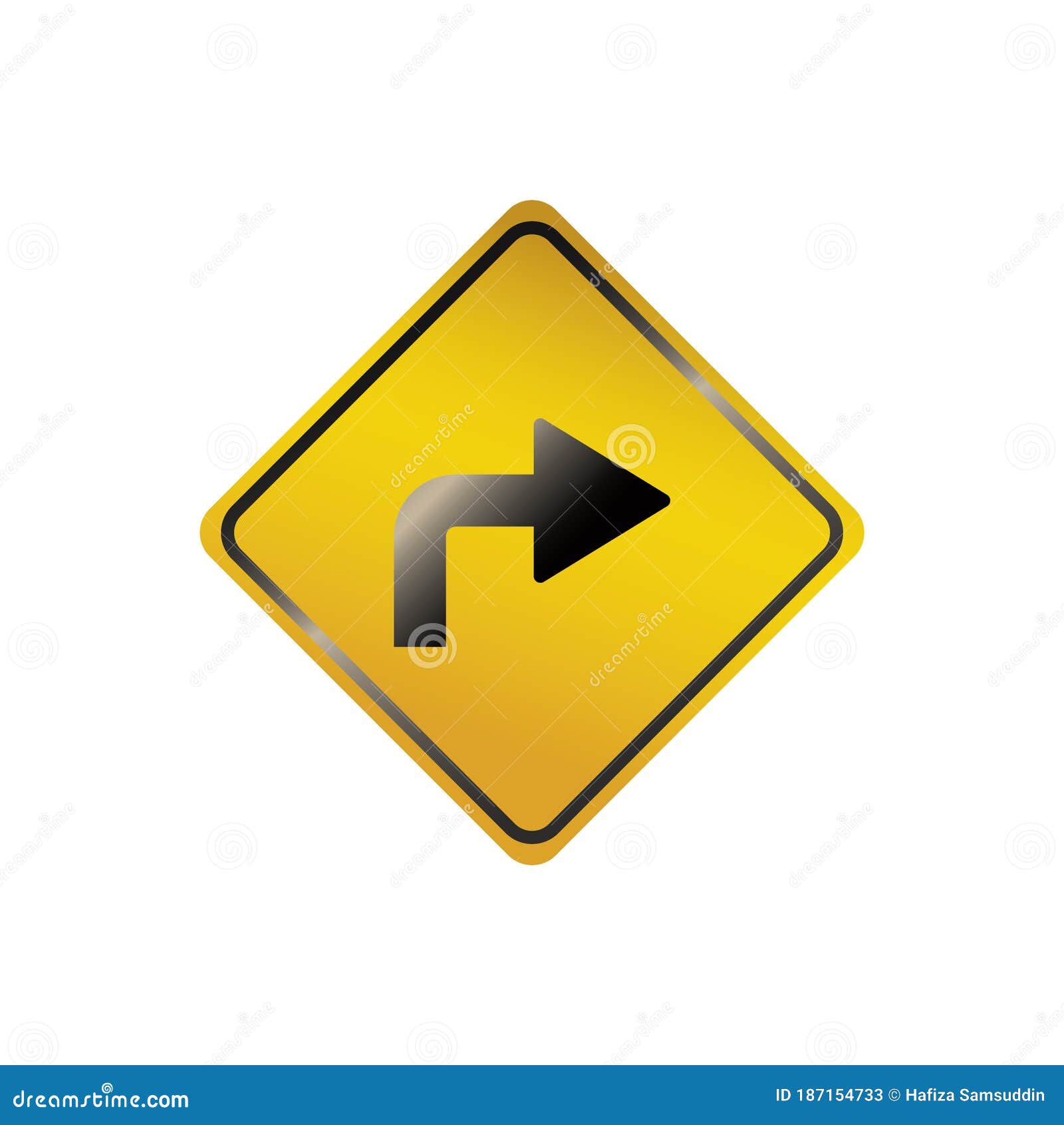 Right Turn Road Sign. Vector Illustration Decorative Design Stock ...
