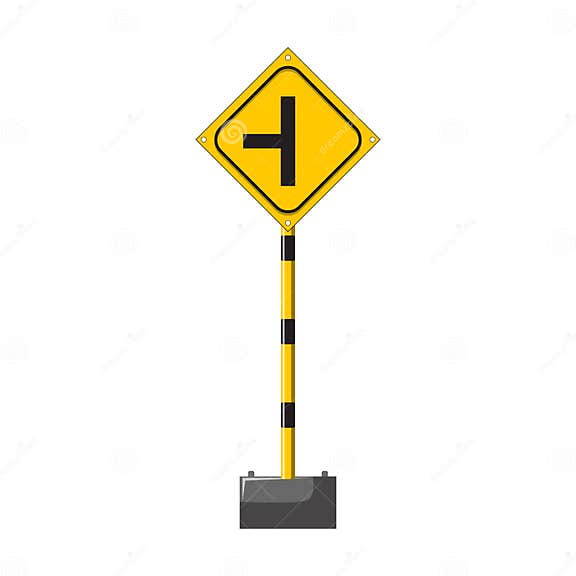 Left Side Three Junction Warning Stock Vector - Illustration of circle ...