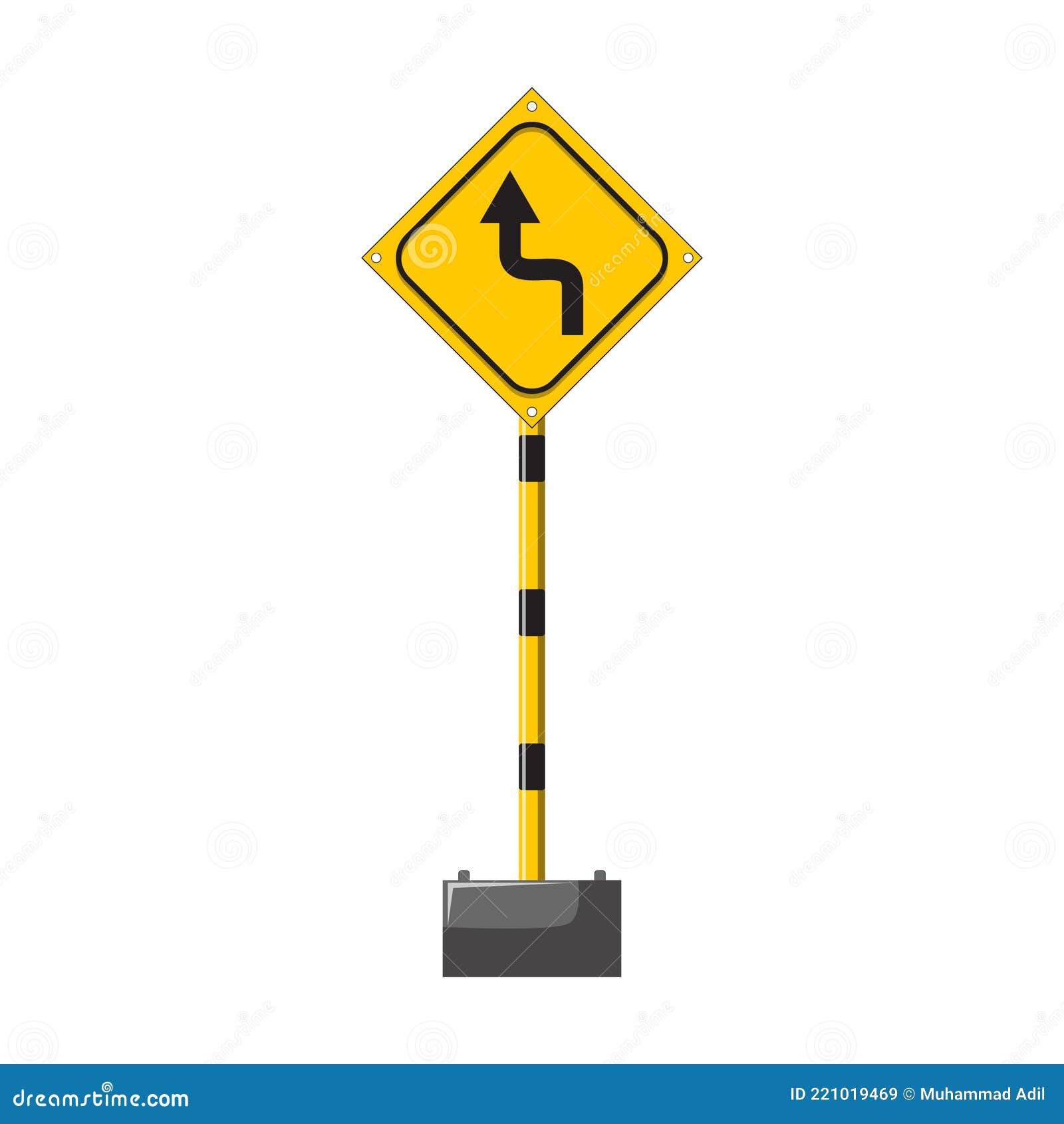 Double Sharp Bend Warning with First Turn To the Left Stock Vector ...