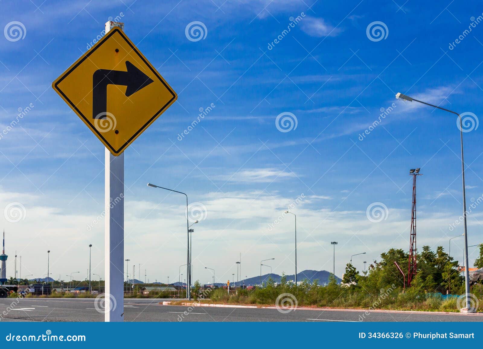 Right Turn Sign stock photo. Image of fields, right, arrow - 34366326