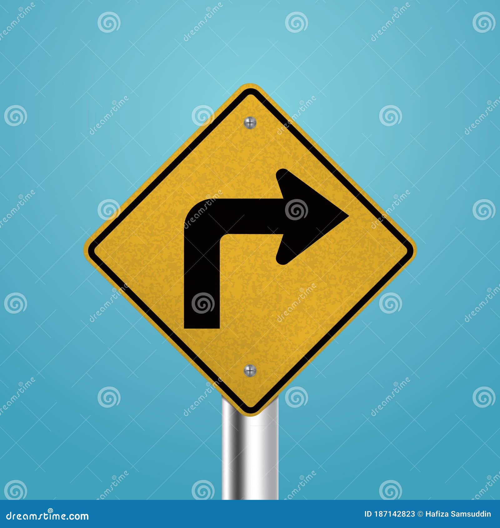 Right Turn Signboard. Vector Illustration Decorative Design Stock ...