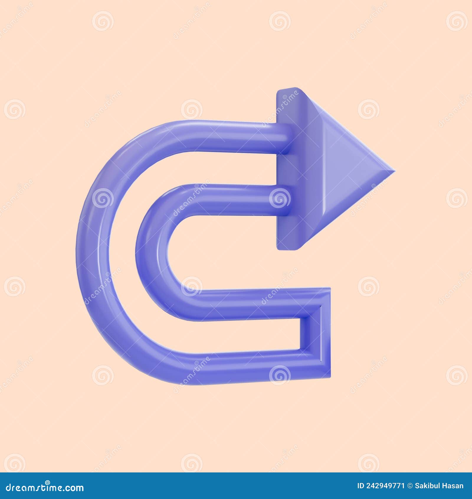 Right Turning Arrow Icon 3d Render Concept for Direction Way and ...