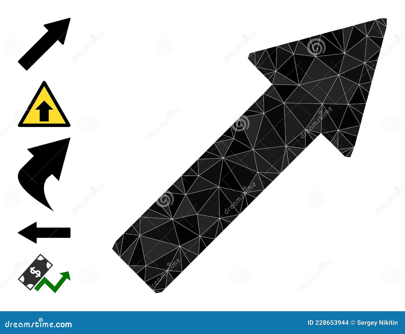 Right Up Arrow Triangle Icon and Other Icons Stock Vector ...