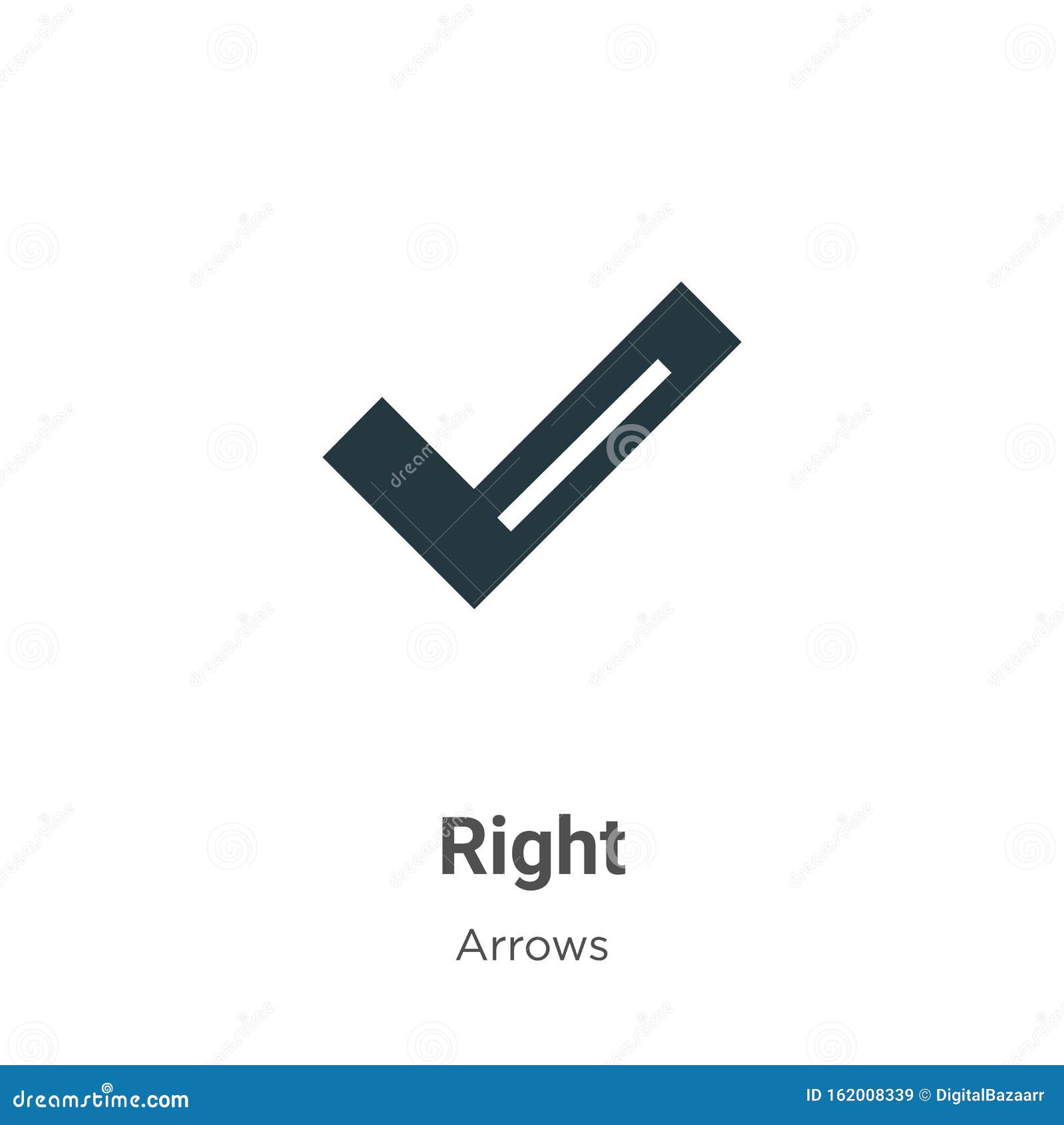 Right Vector Icon on White Background. Flat Vector Right Icon Symbol ...