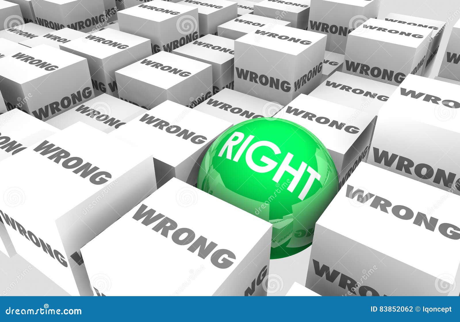 Right Vs Wrong Choice Cubes Sphere Stock Illustration - Illustration of ...
