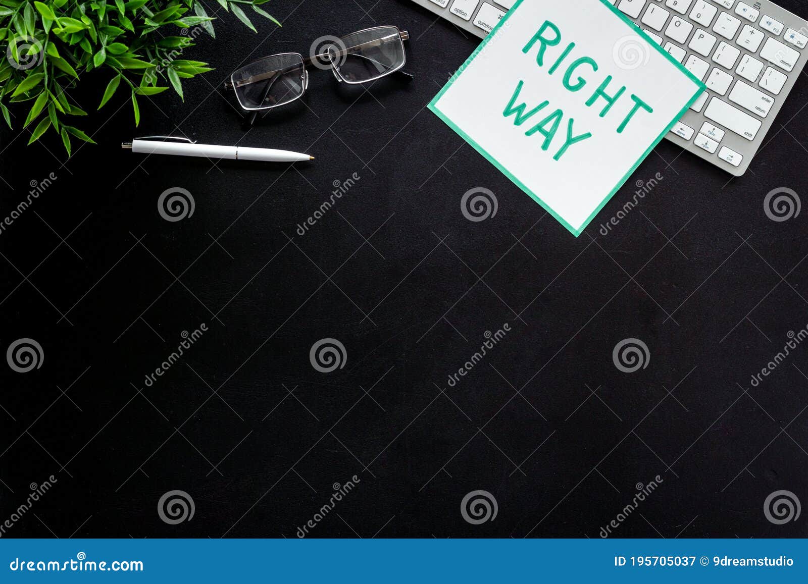 Right Way Icon on Black Office Desk Top View Copy Space Stock Image ...