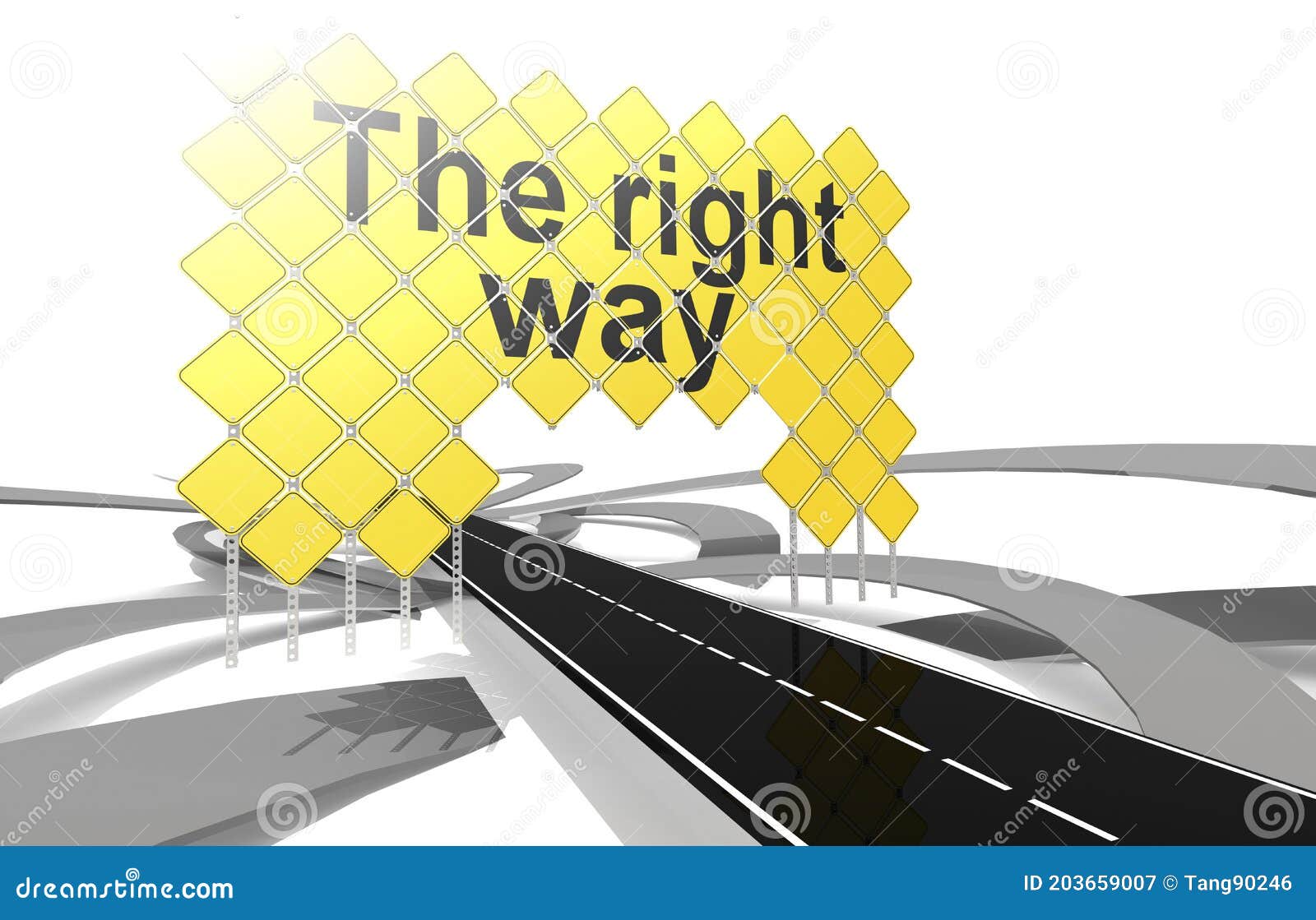 The Right Way Word on Giant Yellow Road Signs Stock Illustration ...