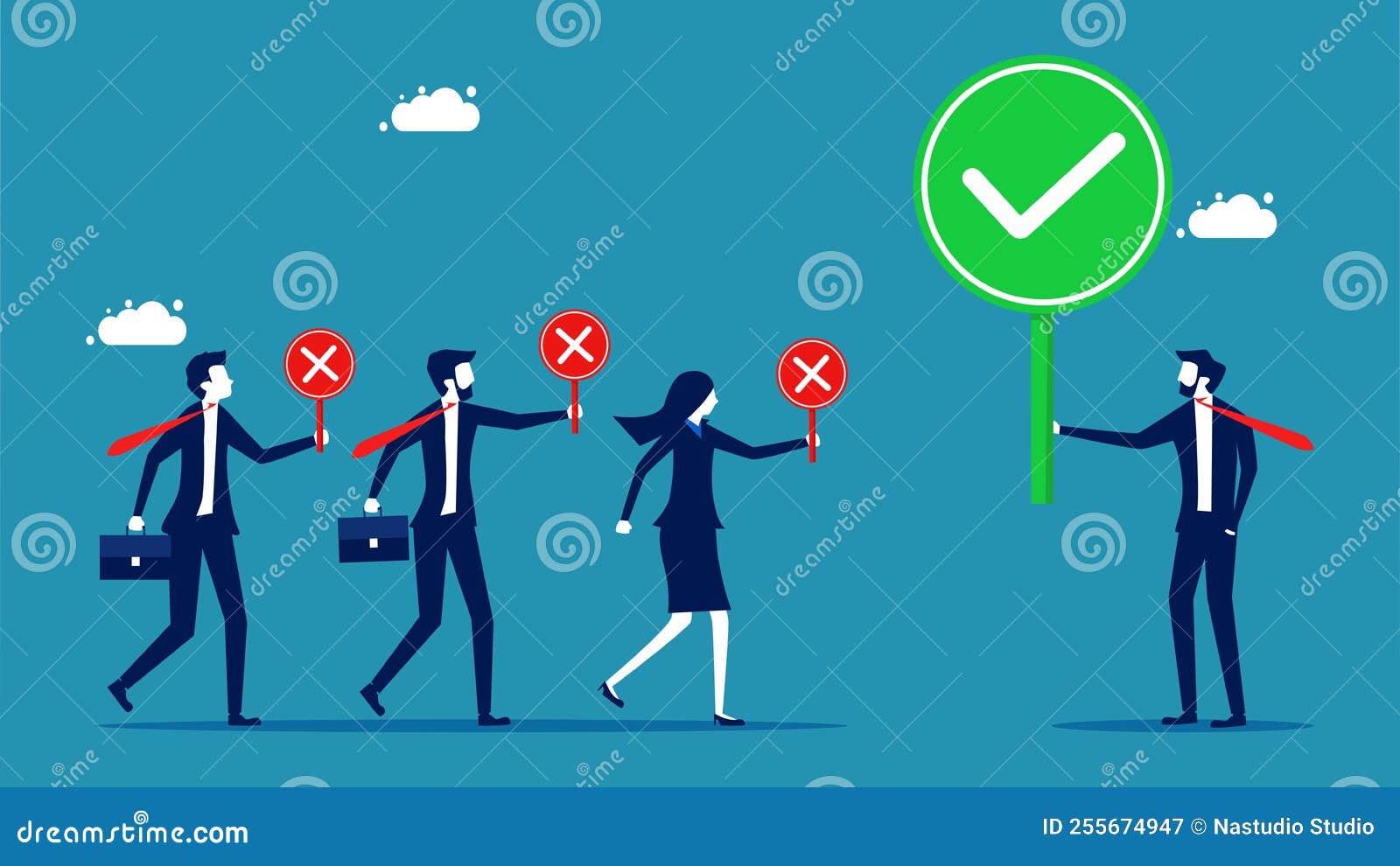 Right and Wrong. the Boss Holds the Right Sign Stock Vector ...