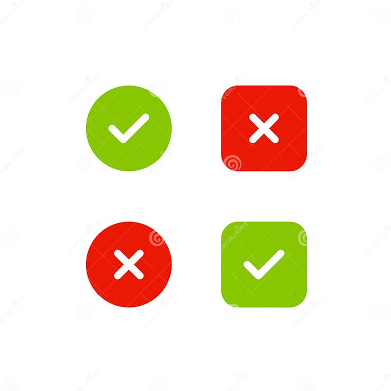 Right and Wrong, Check Mark Icon Vector Stock Vector - Illustration of ...