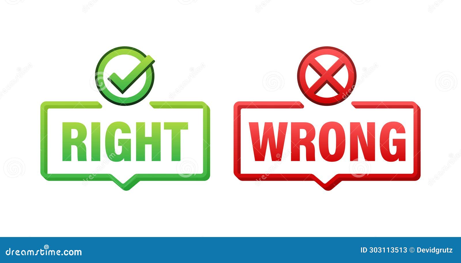 Right and Wrong Decision Concept Bubbles Vector Illustration with ...