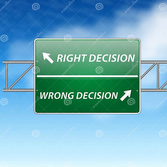 Right and Wrong Decisions Direction Board (sign) O Stock Illustration ...