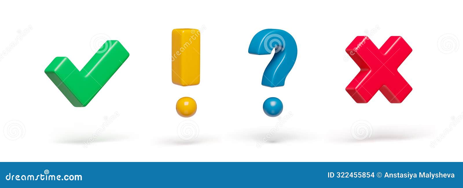 Right, Wrong and Exclamation, Question Check Marks on White Set Stock ...