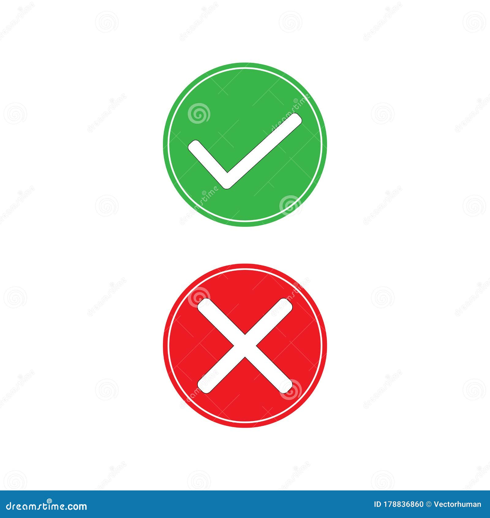 Right and Wrong icon art stock vector. Illustration of mark - 178836860