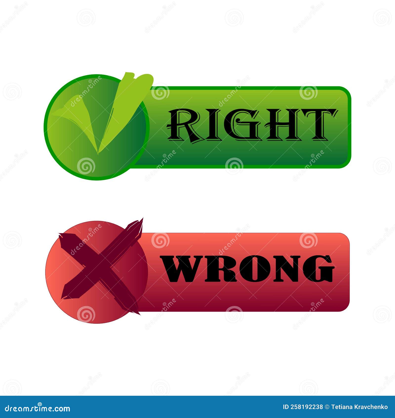 Right Wrong Plates. Lettering Cross Check Mark. Vector Illustration ...