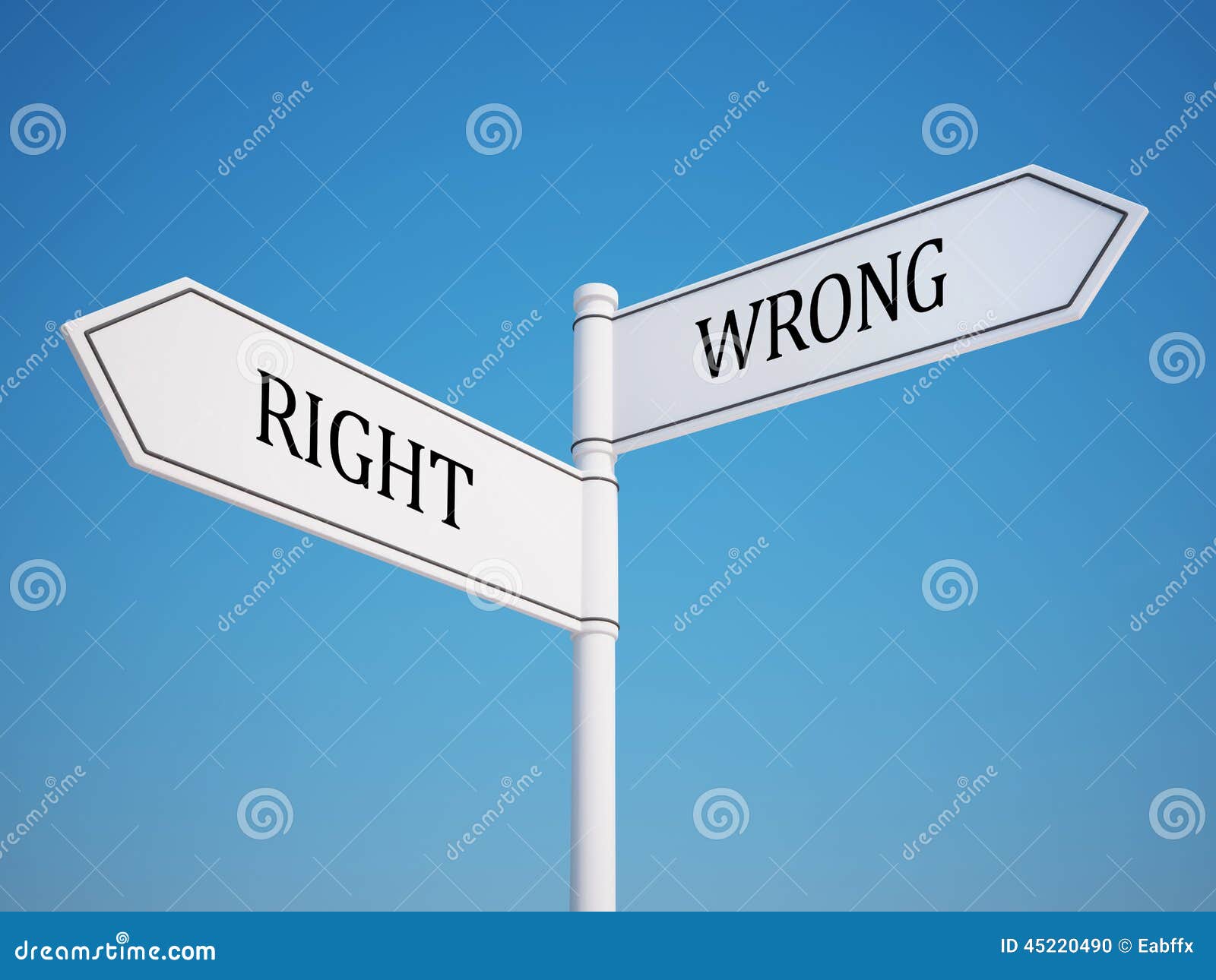 Right and Wrong Signpost stock illustration. Illustration of guidepost ...