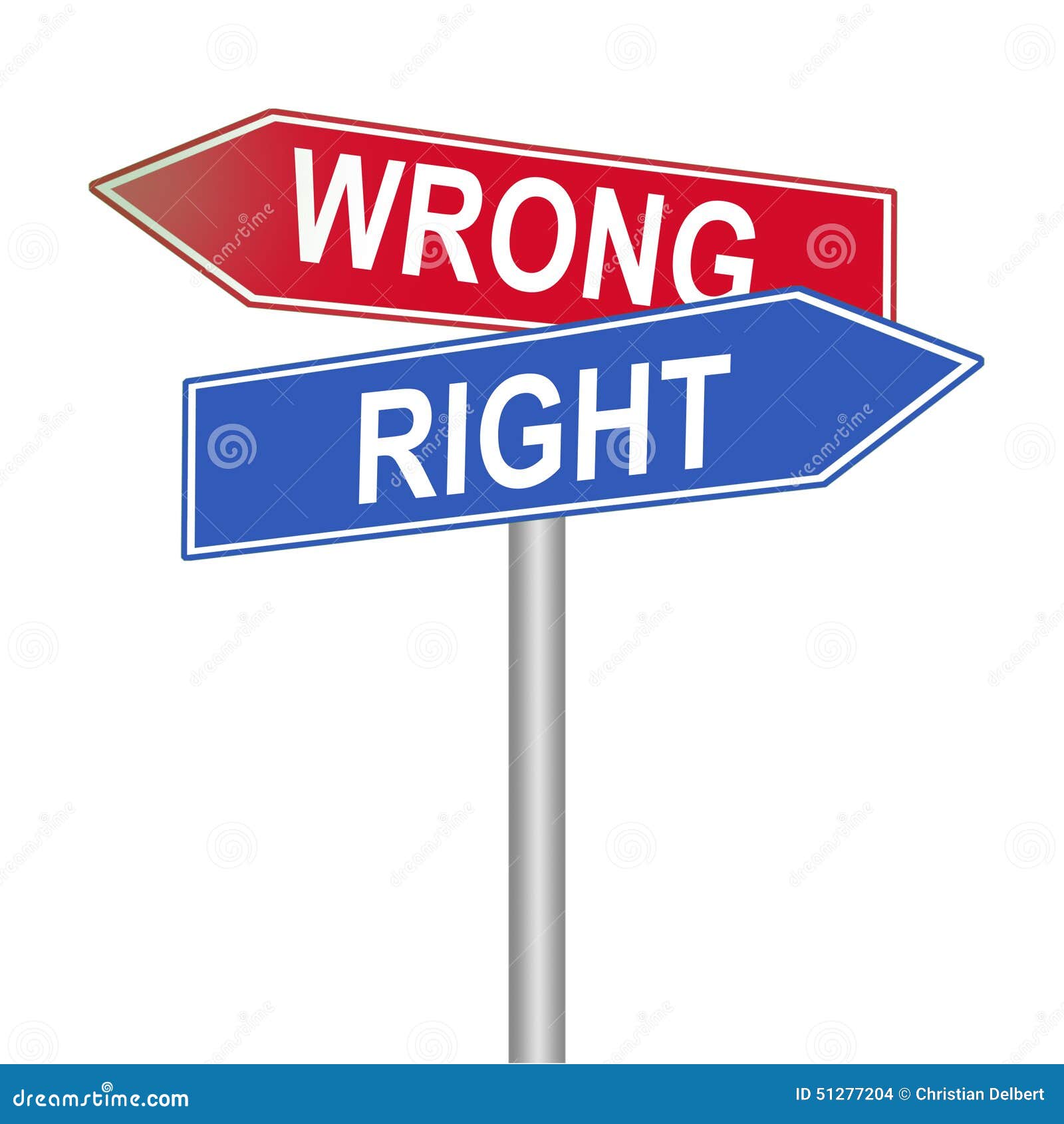 Right and Wrong Street Signs, Isolated Stock Illustration ...
